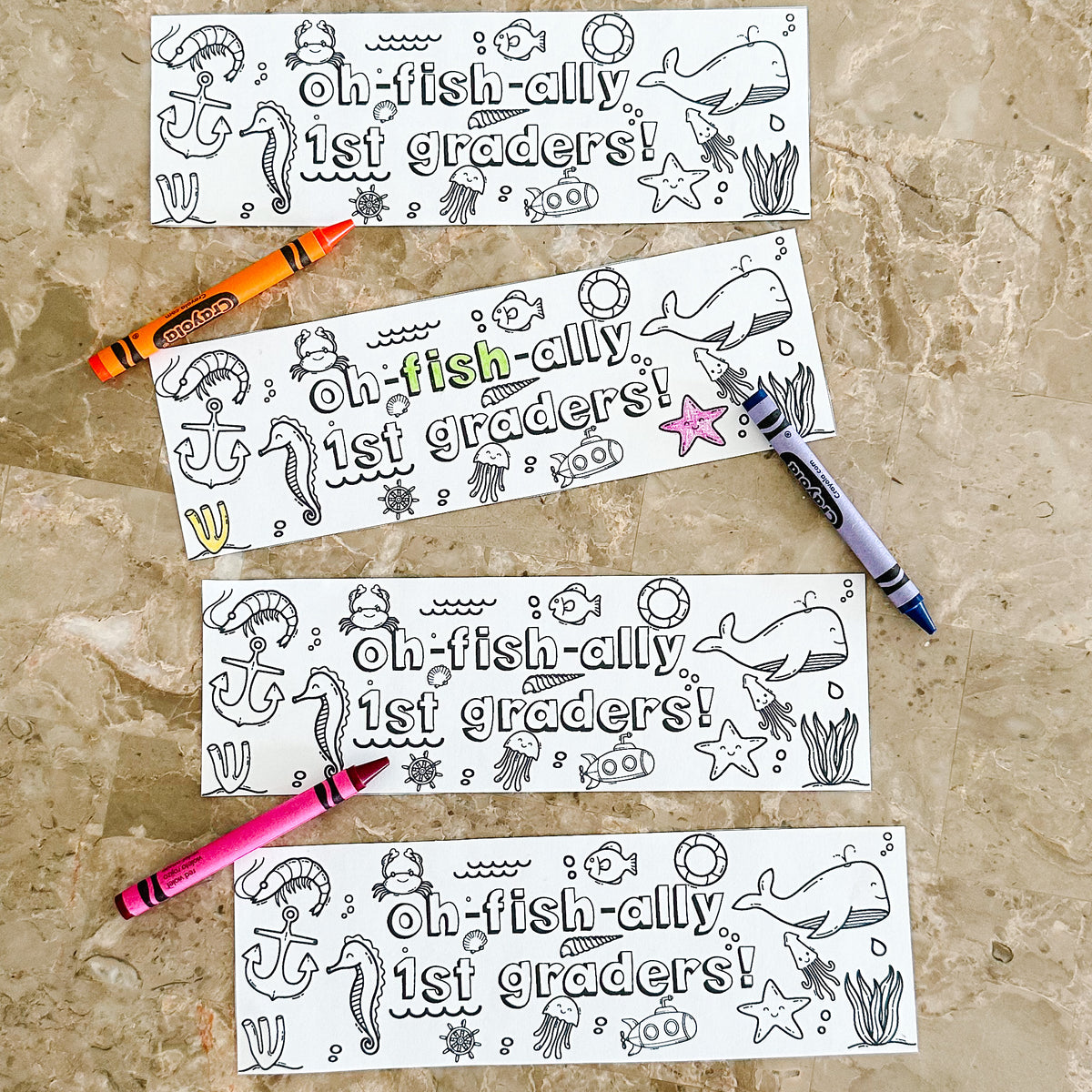 Oh-fish- ally Coloring Bookmarks Grades 1-6th- Digital Download ...