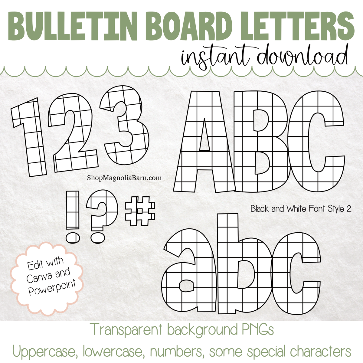 Classroom Alphabet Download PNG Editable Bulletin Board Letters Black ...
