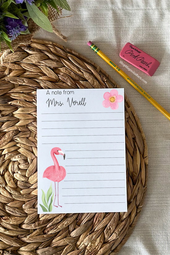 Custom Flamingo Notepad Personalized Stationery Watercolor Flamingo ...