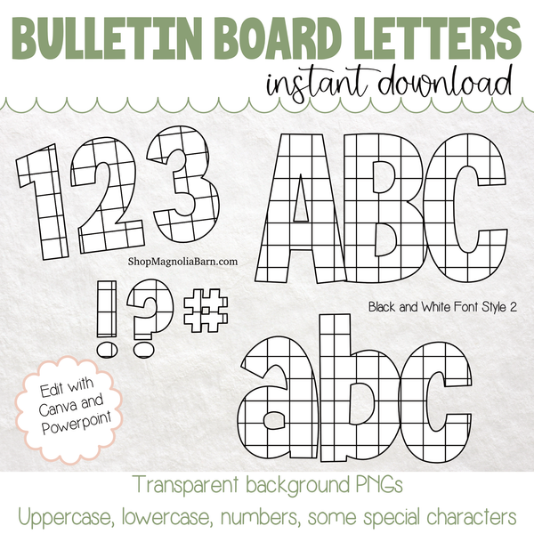 Classroom Alphabet Download PNG Editable Bulletin Board Letters Black ...