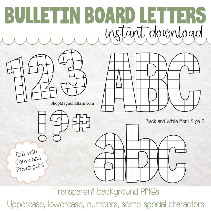 Classroom Alphabet Download PNG Editable Bulletin Board Letters Black ...