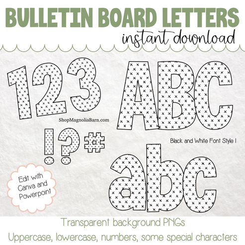 Classroom Alphabet Download PNG Editable Bulletin Board Letters Black ...