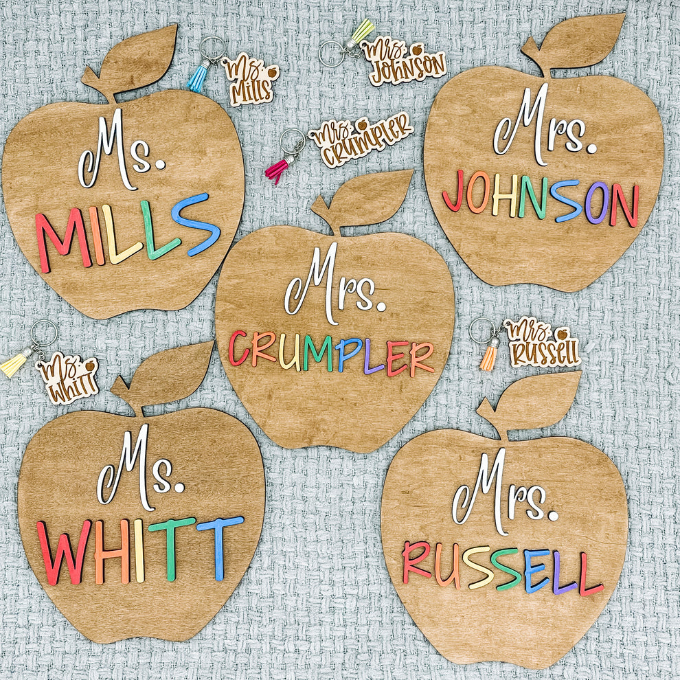 Personalized teacher gift Custom teacher apple decoration Wooden apple ...